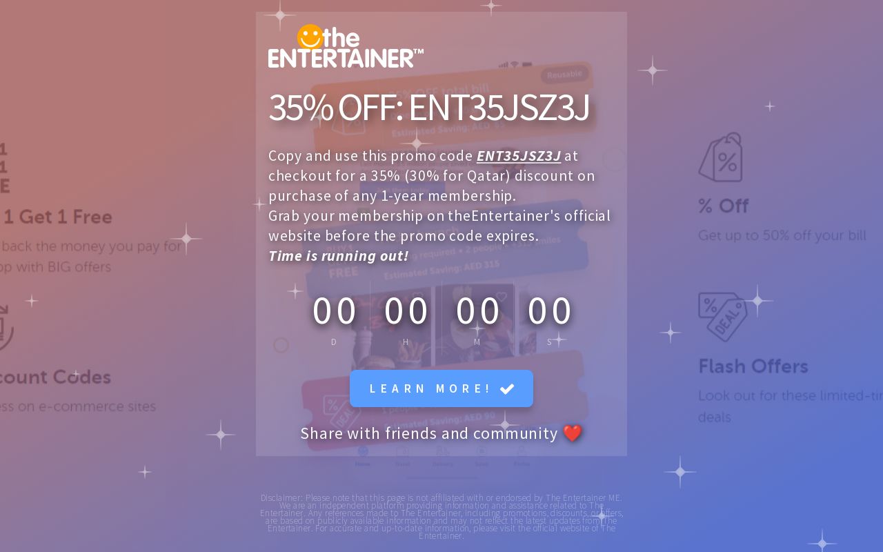 TheEntertainer 35% OFF promo code
